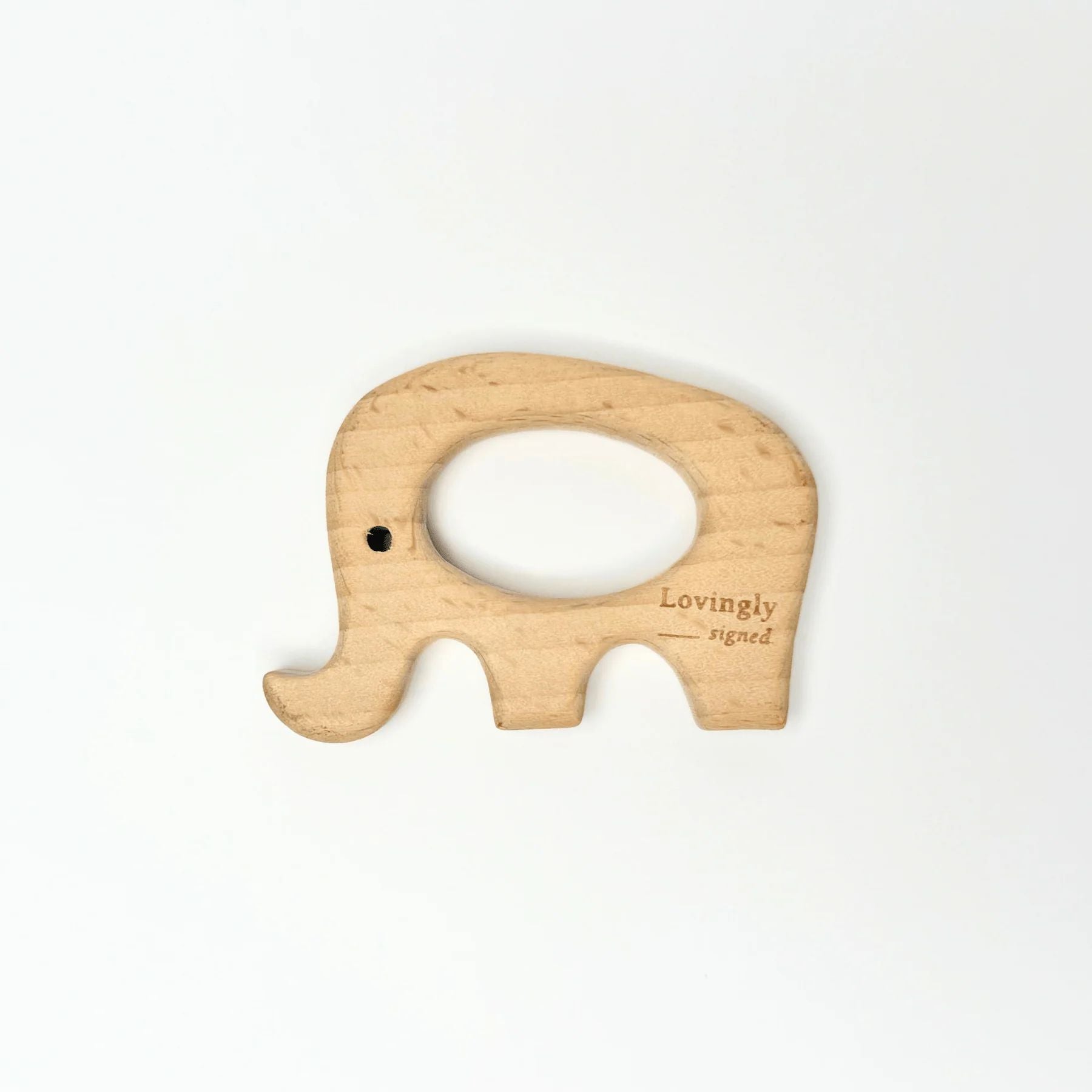 Elephant Wooden Teether – Lovingly Signed